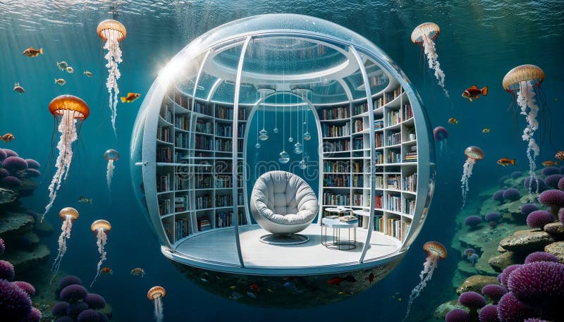 Subaquatic Sanctuary of Knowledge and Serenity - AI Generated Digital ...