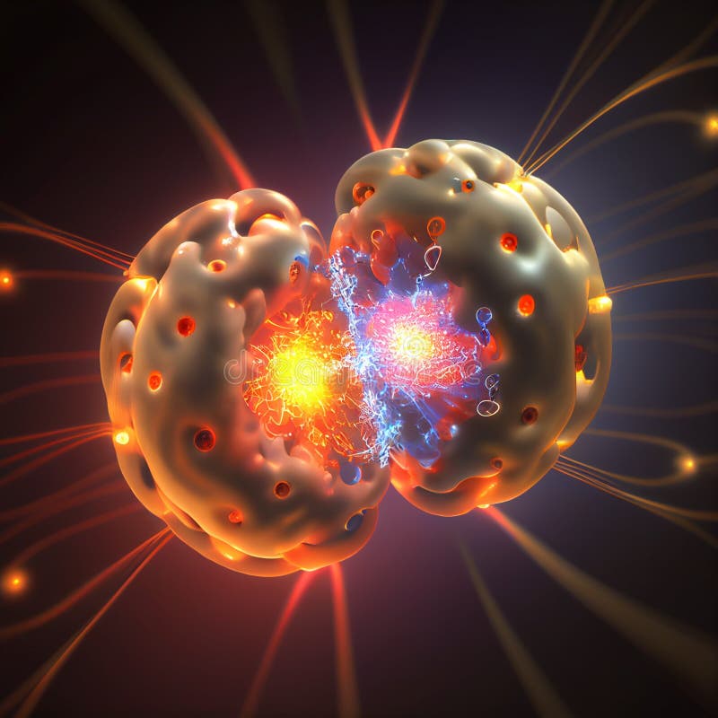 Subatomic Particle Collision Illustration. Nuclear Fusion Concept Stock ...
