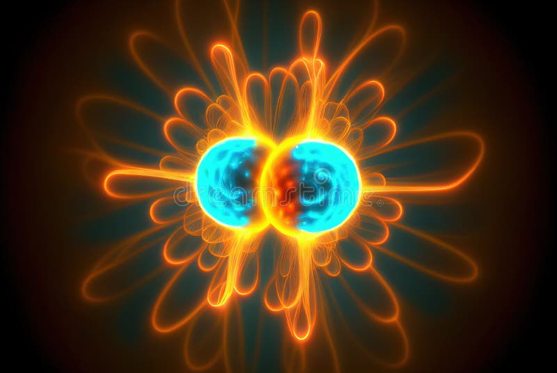 Subatomic Particle Collision Illustration. Nuclear Fusion Concept Stock ...