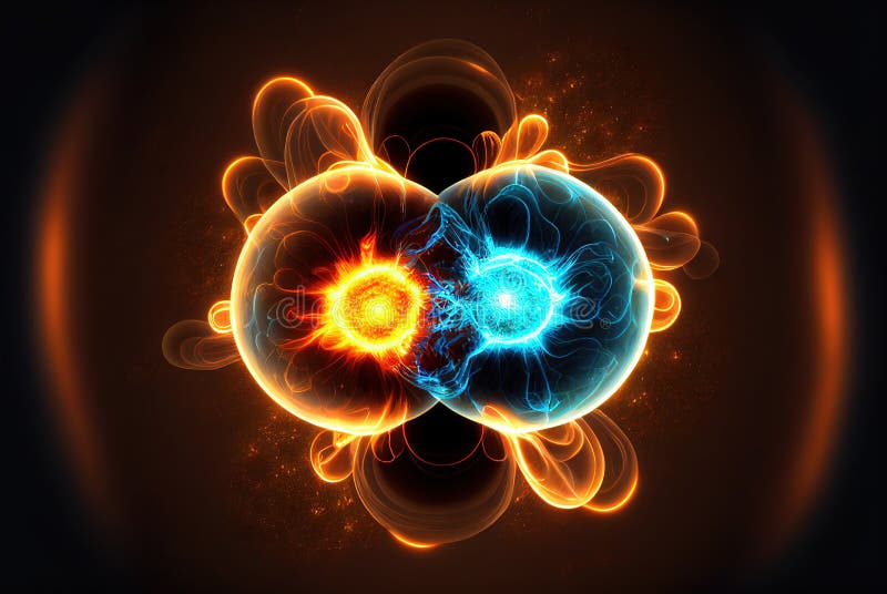 Subatomic Particle Collision Illustration. Nuclear Fusion Concept Stock ...