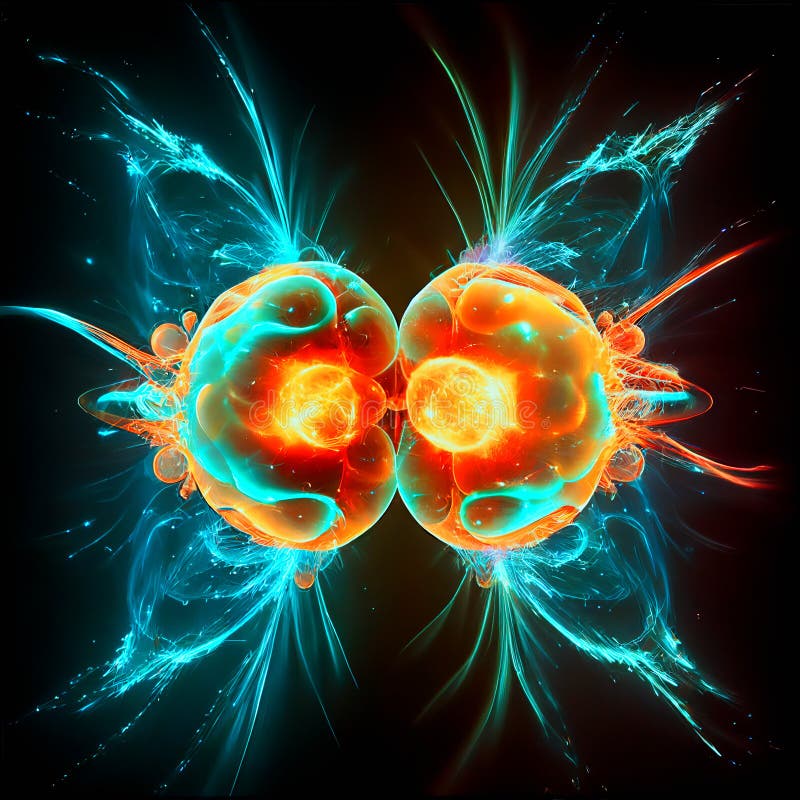 Subatomic Particle Collision Illustration. Nuclear Fusion Concept Stock ...