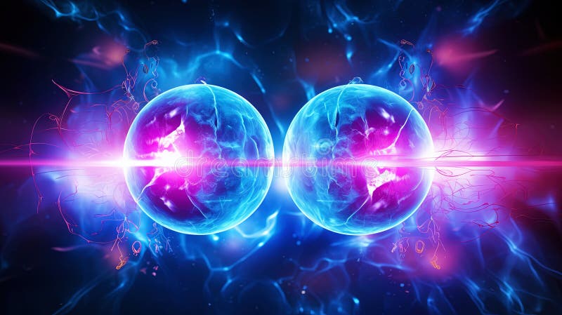 Subatomic Proton Particle Collision. Nuclear Fusion Concept Stock Photo ...