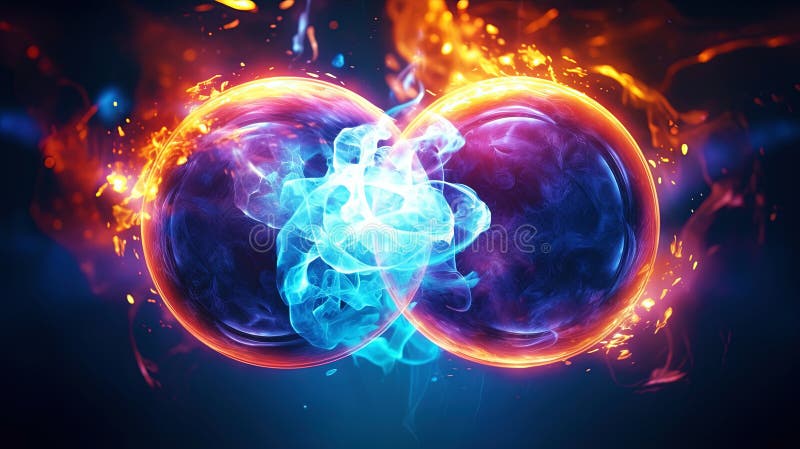 Subatomic Proton Particle Collision. Nuclear Fusion Concept Stock Photo ...