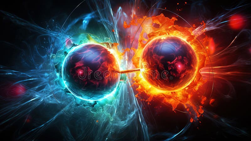 Subatomic Proton Particle Collision. Nuclear Fusion Concept Stock Photo ...