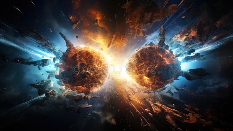 Subatomic Proton Particle Collision. Nuclear Fusion Concept Stock Photo - Image of physics ...