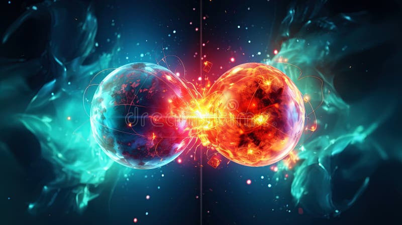 Subatomic Proton Particle Collision Nuclear Fusion Concept Stock Illustration Illustration Of