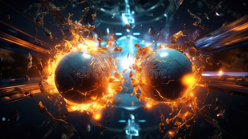 Subatomic Proton Particle Collision. Nuclear Fusion Concept Stock Photo - Image of futuristic ...