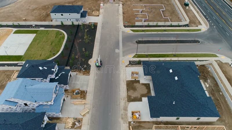 Subdivision Under Construction with a Small Park Playground Stock ...