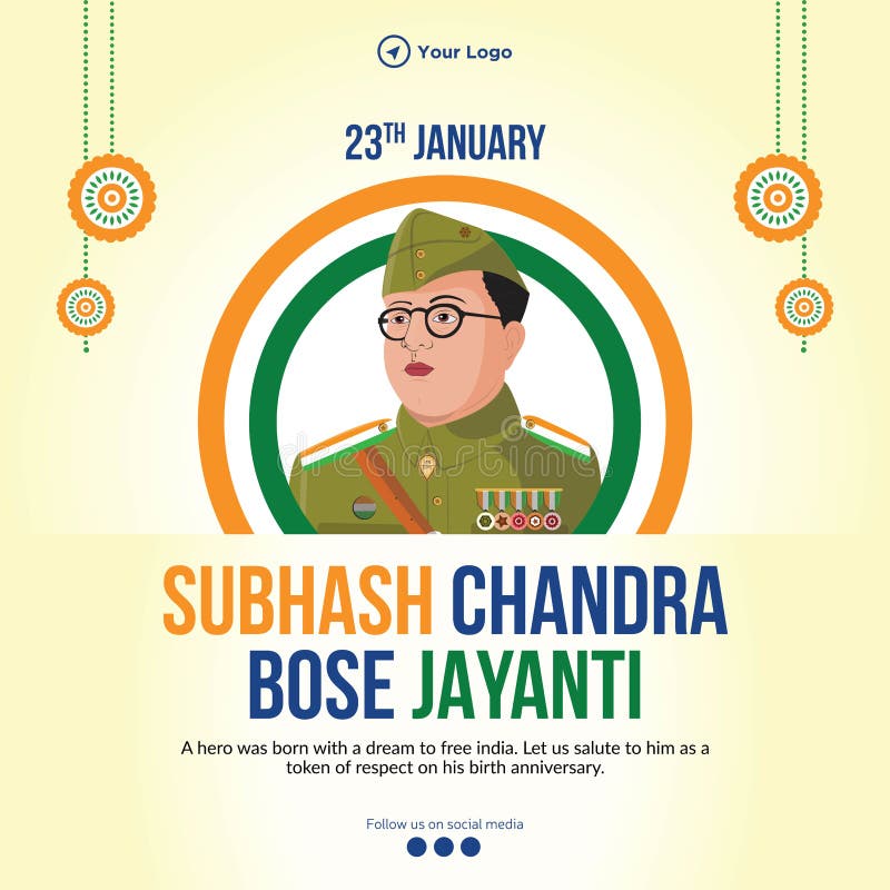 Subhash Chandra Bose Jayanti Banner Design Stock Vector - Illustration ...