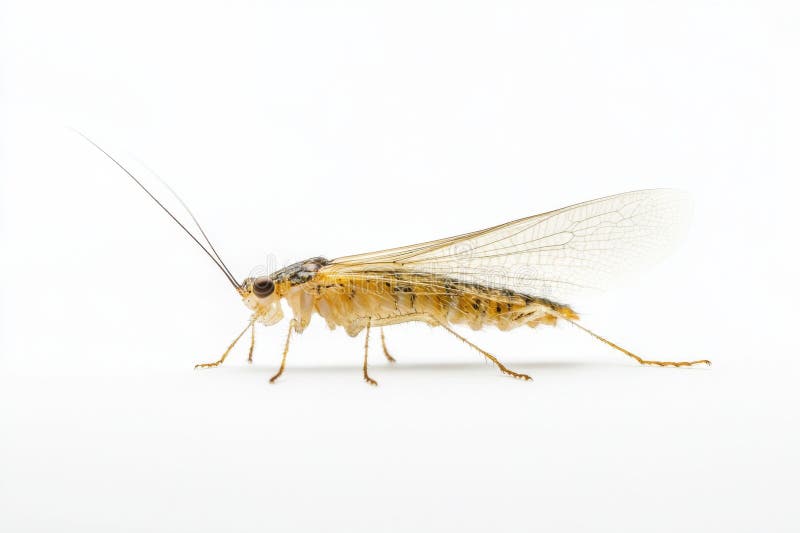 Close Up View of Caddisfly Displaying Intricate Details Against a Clean ...