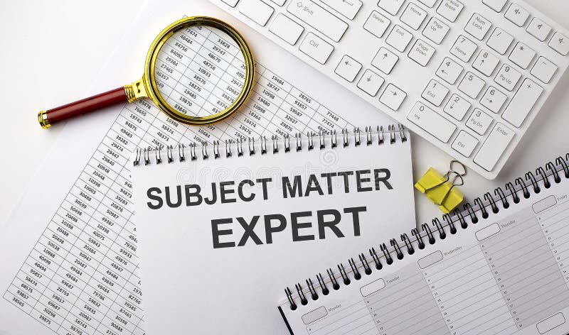 SUBJECT MATTER EXPERT Text Written on Notebook on the Chart with ...