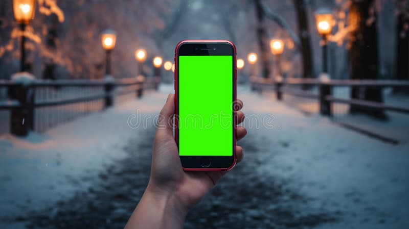 Subjective View of a Hand Holding a Mobile Phone with Greenscreen for ...