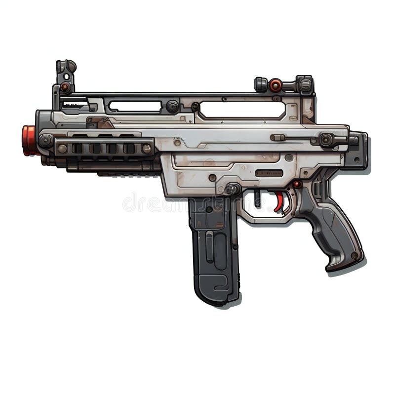 Submachine Gun Isolated on a White Background Stock Illustration ...