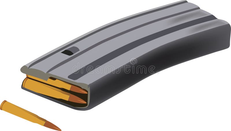 Submachine Gun Magazine with Bullets- Stock Vector - Illustration of ...