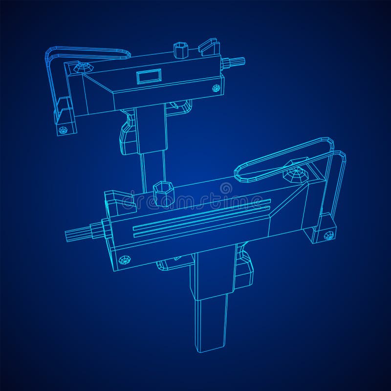 Submachine Gun Modern Firearms Pistol Stock Illustration - Illustration ...