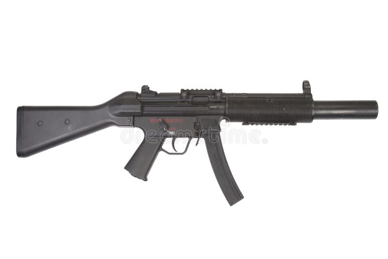 Submachine Gun MP5 with Silencer Stock Photo - Image of power, shot ...