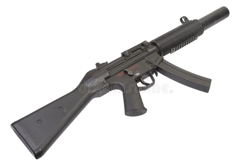 Submachine Gun MP5 with Silencer Stock Image - Image of bullet ...
