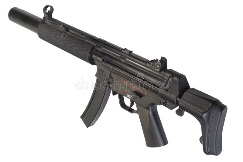 Submachine Gun MP5 with Silencer Stock Photo - Image of isolated, mp5k ...
