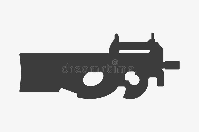 Submachine Gun P90 Vector Icon on White Background Stock Vector ...
