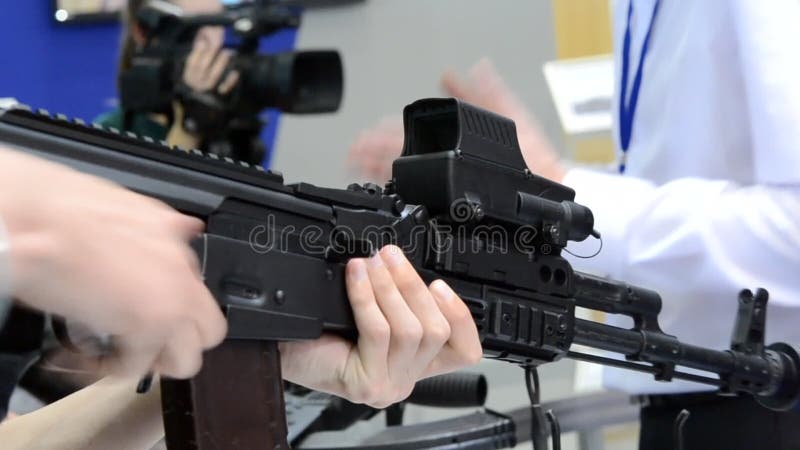 Submachine Gun on the Table Close-up. Stock Footage - Video of annual ...