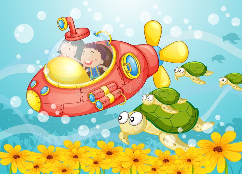 Submarine and kids stock vector. Illustration of colorful - 35719371