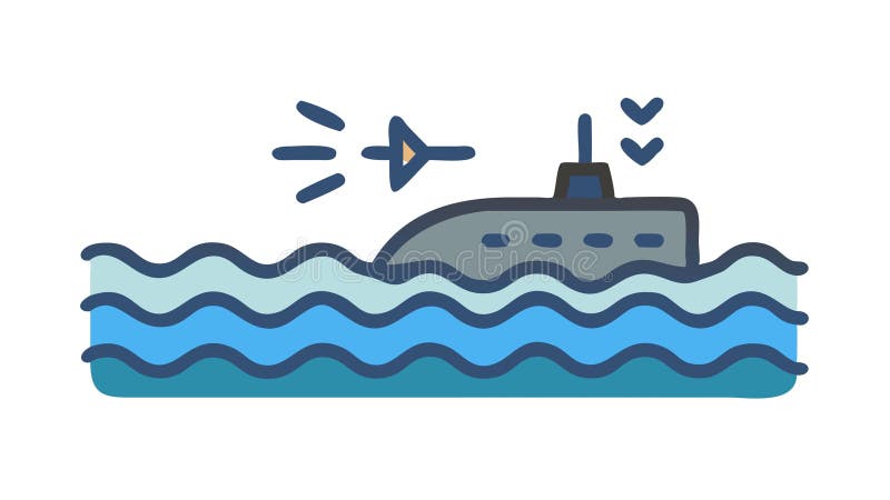 Submarine Attack Icon, Underwater Combat, Naval Action, Vector Design ...