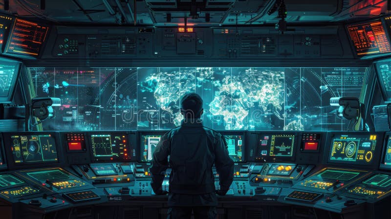 A Submarine Captain Monitors the Situation in the Control Room ...