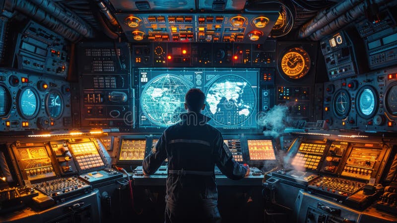 A Submarine Captain Monitors the Situation in the Control Room ...