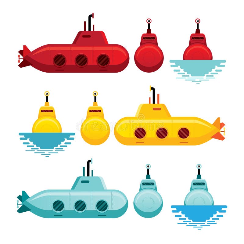Submarine Cartoon Style stock vector. Illustration of view - 77871295