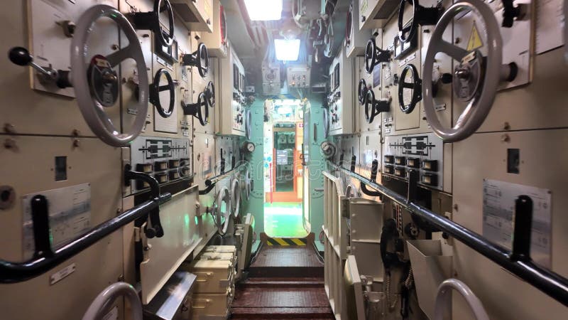 Submarine Cockpit with Control Panels and Switches Stock Footage ...