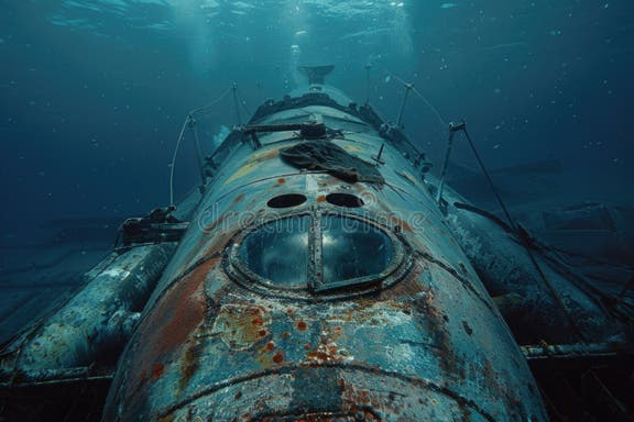 Submarine Covered in Rust and Decay Underwater Stock Photo - Image of ...