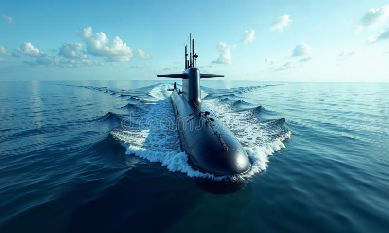 A Submarine is Currently Floating on the Surface of a Large Body of ...