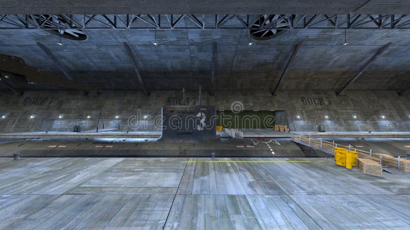 Submarine in dock stock photo. Image of cargo, deep, port - 13572360