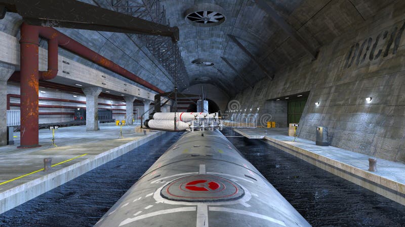 Submarine in dock stock photo. Image of cargo, deep, port - 13572360