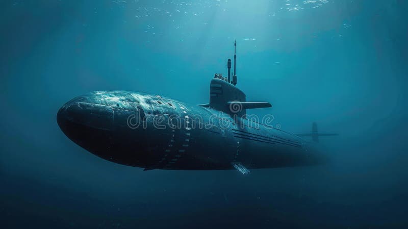 Submarine Emerging in the Deep Blue Ocean Depth Stock Illustration ...