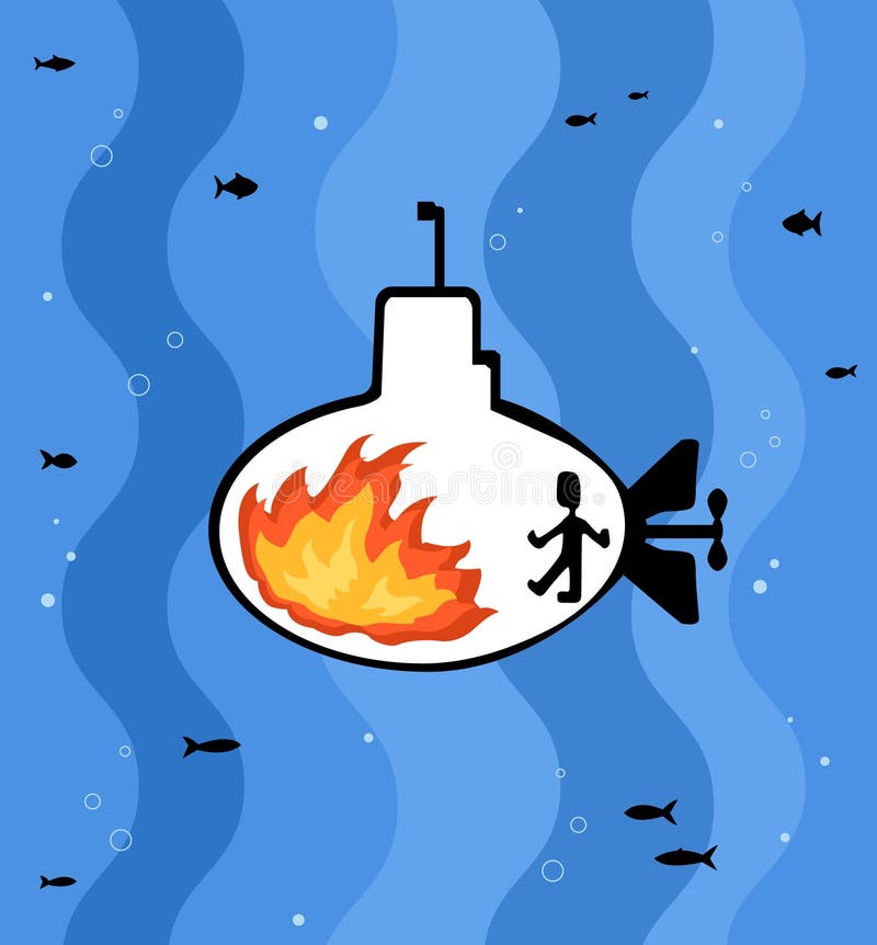 Submarine Fire Cartoon stock vector. Illustration of concealed - 234433570