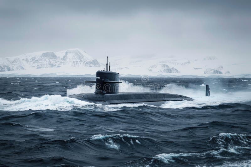 A Submarine Floating in the Middle of the Ocean, Surrounded by Water ...