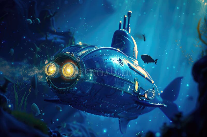 A Submarine Floating in the Ocean Surrounded by Fish, Perfect for ...