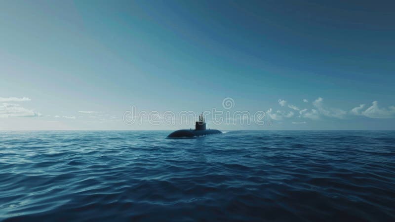 A Submarine Floats in the Middle of the Ocean, Ready for Its Next ...