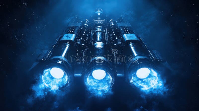 Submarine with Glowing Lights Exploring Deep Ocean Depths in Marine ...