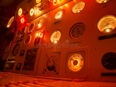 Submarine Instruments Red Light Stock Image - Image of technical ...