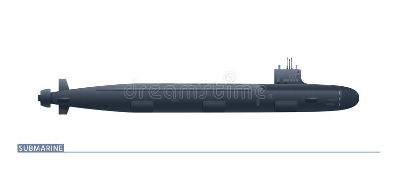 Submarine Isolated on a White Background. Nuclear Attack Submarine ...