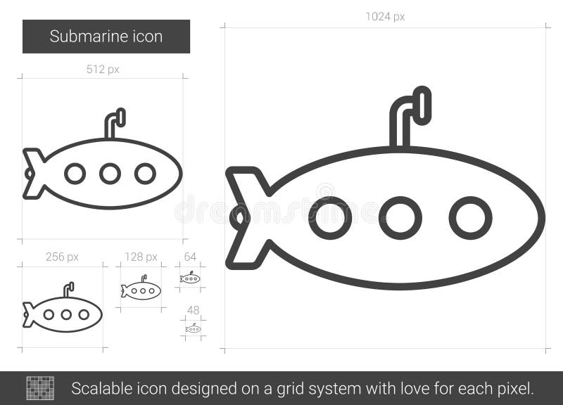 Submarine line icon. stock vector. Illustration of nautical - 94426343