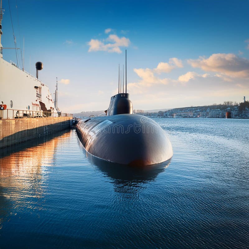 Submarine Moored at the Harbourd, AI Generated Stock Illustration ...