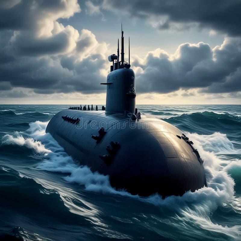 Submarine in the Sea at Sunset. 3d Render Illustration Stock Image ...