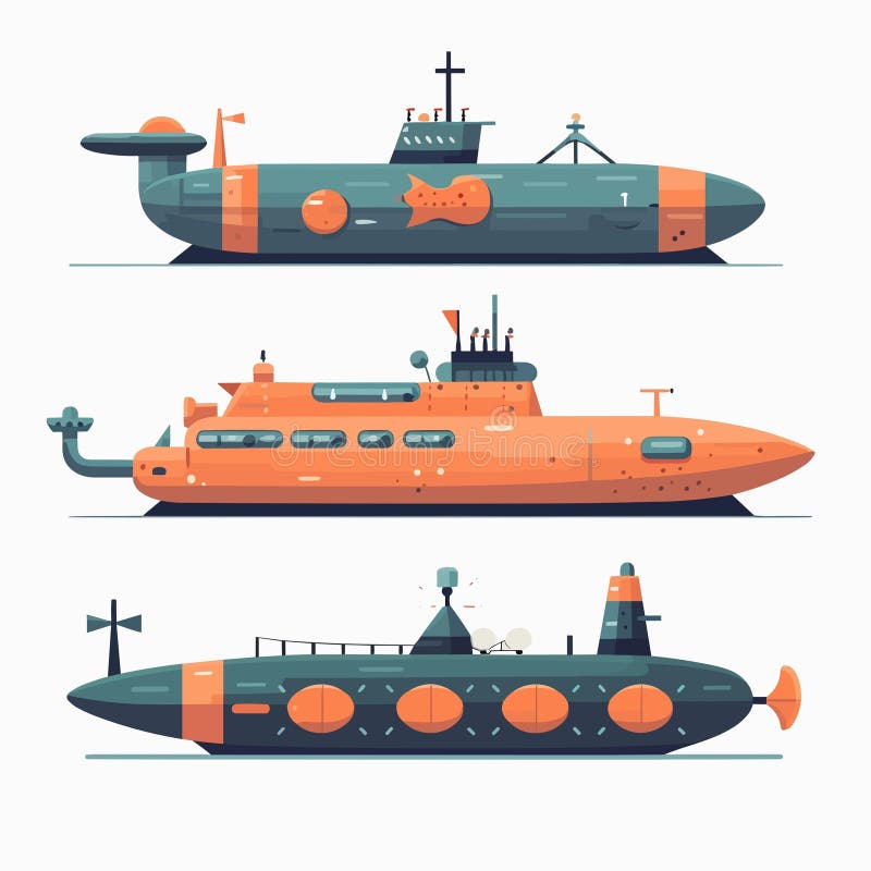 Submarine Vector Isolated on White Stock Vector - Illustration of water ...