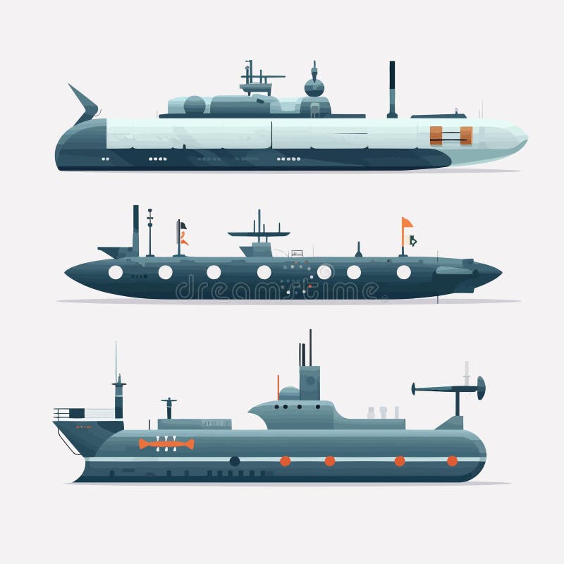 Submarine Vector Isolated on White Stock Vector - Illustration of water ...