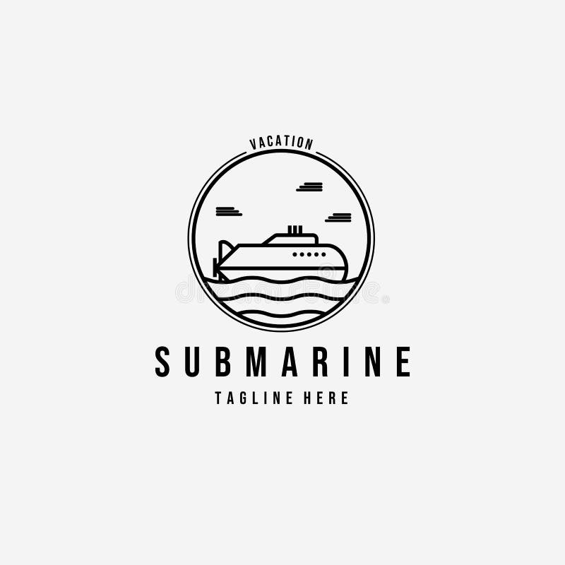 Submarine Ship Logo Vector Illustration Design Line Art Emblem Stock ...