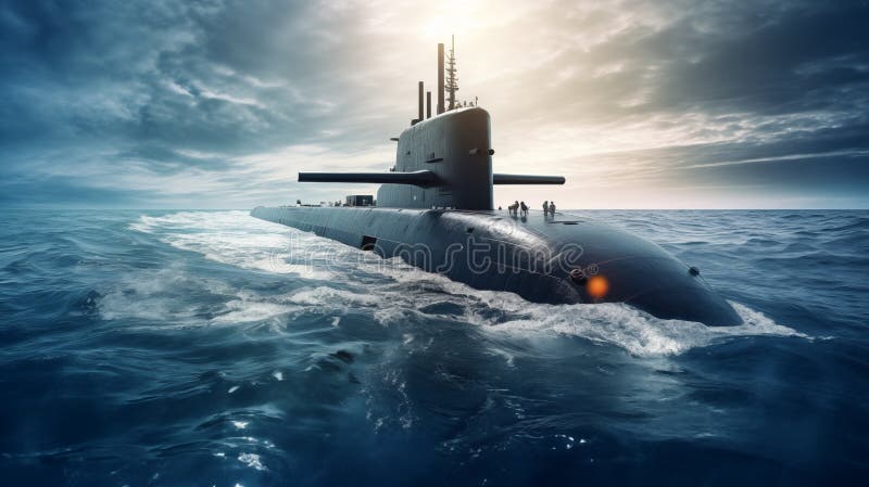 Submarine Surfacing from the Depths of the Sea.AI Generated Stock Illustration - Illustration of ...