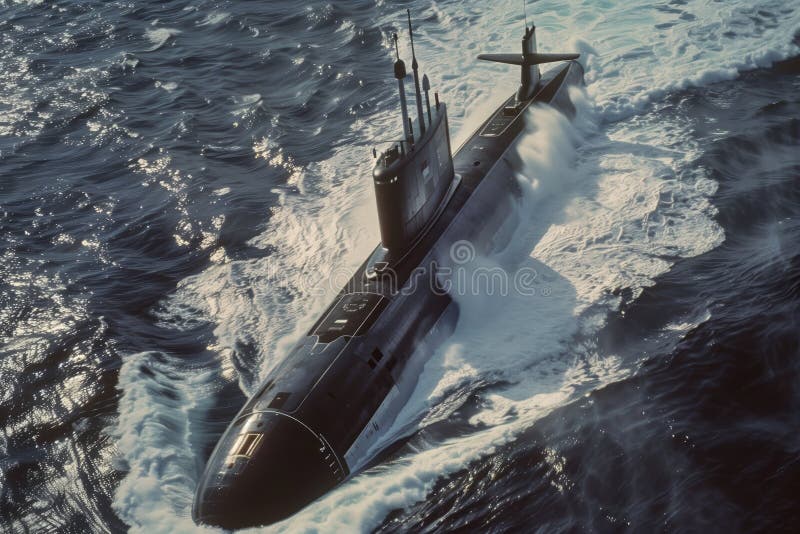 A Submarine Surfacing in the Middle of the Vast Ocean Stock ...